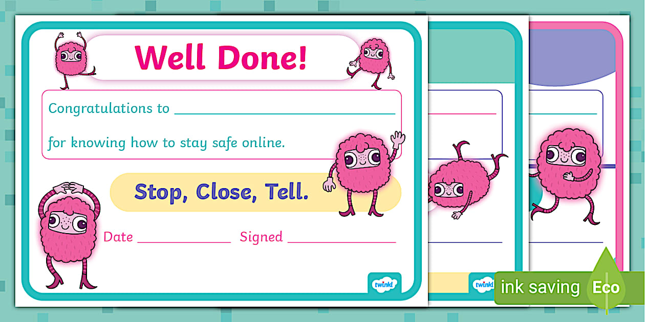 Online Safety Certificates (l'enseignant a fait) - Twinkl
