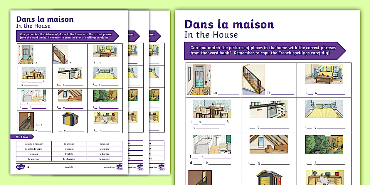 French: Homes Worksheet (teacher made) - Twinkl