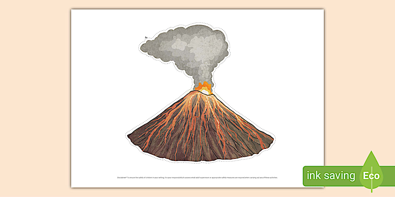Volcano Display Cut-Out (teacher made) - Twinkl