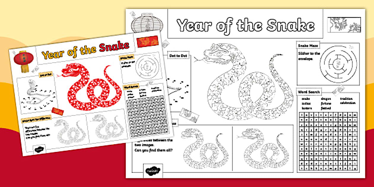 Year of the Snake Chinese New Year 3-6 Activity Mat