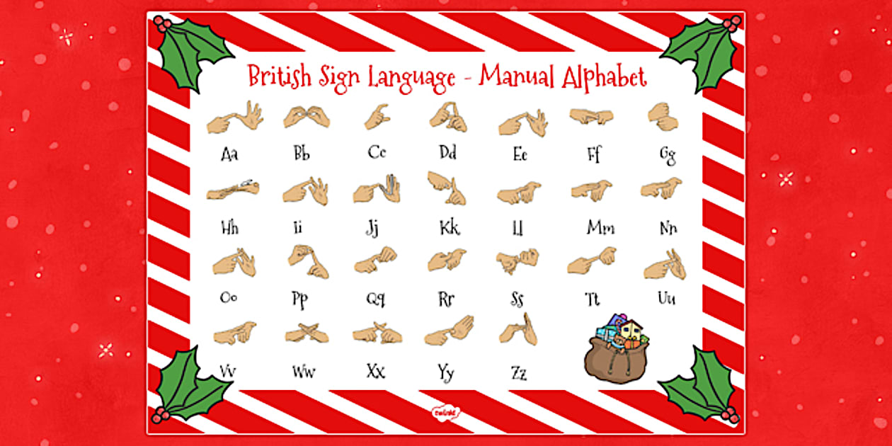Christmas Themed British Sign Language Alphabet Mats - christmas