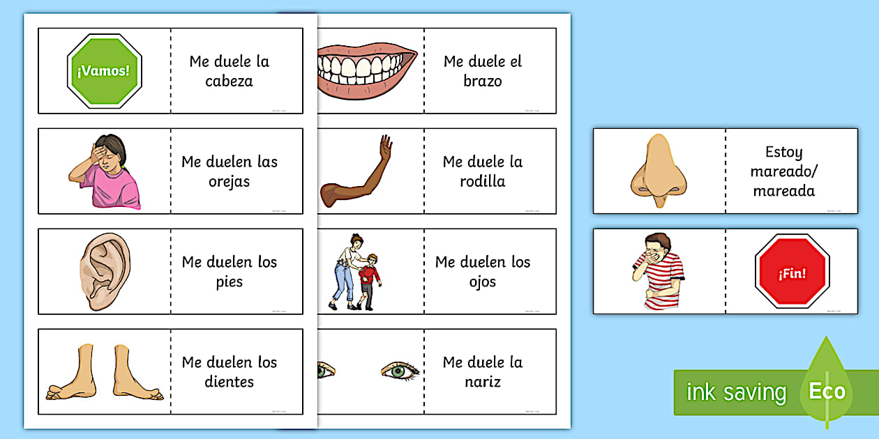 Different Illnesses Card Game Spanish