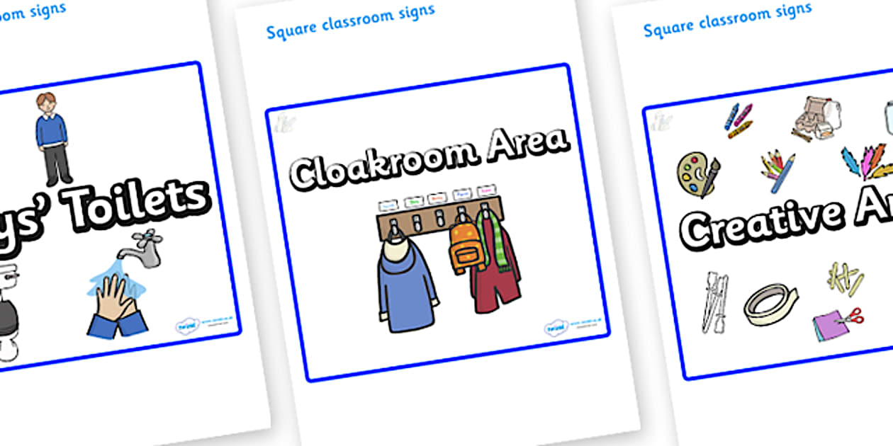 Crystals Themed Editable Square Classroom Area Signs (Plain)