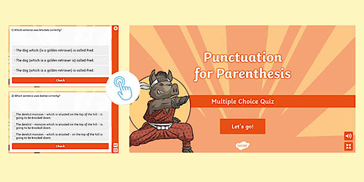 Punctuation for Parenthesis Multiple Choice SPaG Quiz - KS2