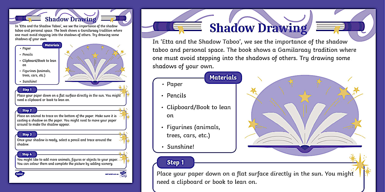 Shadow Drawing Activity to Support the Teaching of 'Etta and the Shadow ...