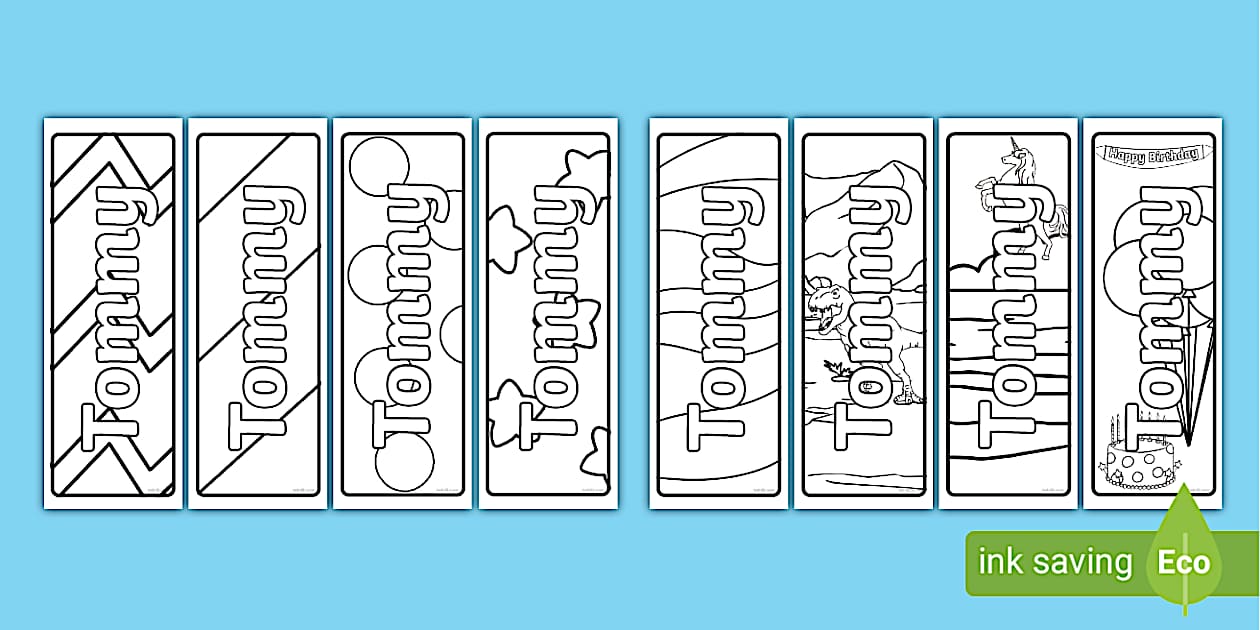 Tommy Name Simple Colouring Bookmarks (teacher made)