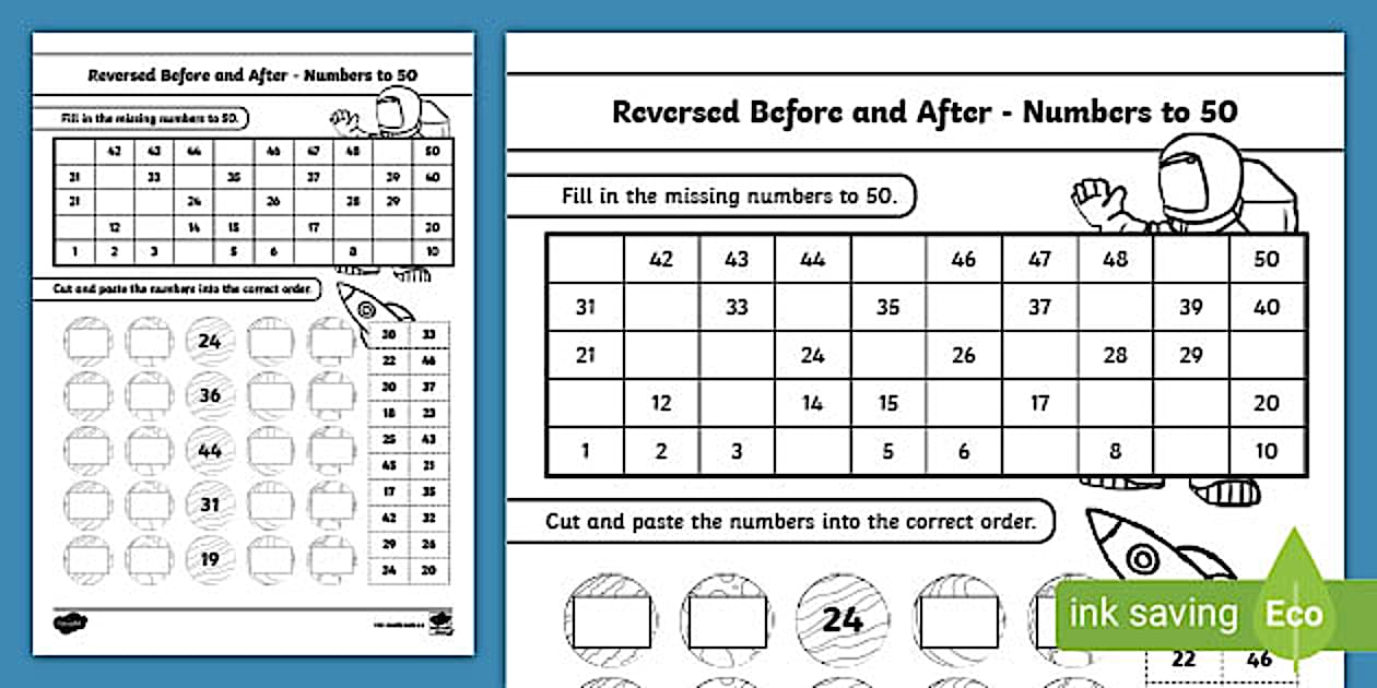 Reversed Before and After – Numbers to 50 (teacher made)