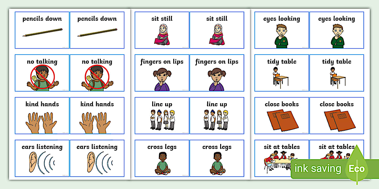 Editable Lanyard-Sized Pictorial Good Behaviour Cards