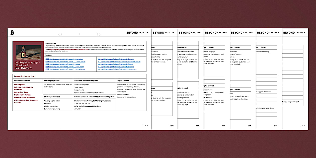 FREE! - KS3 English Language Writing: Whodunnit? Unit Overview
