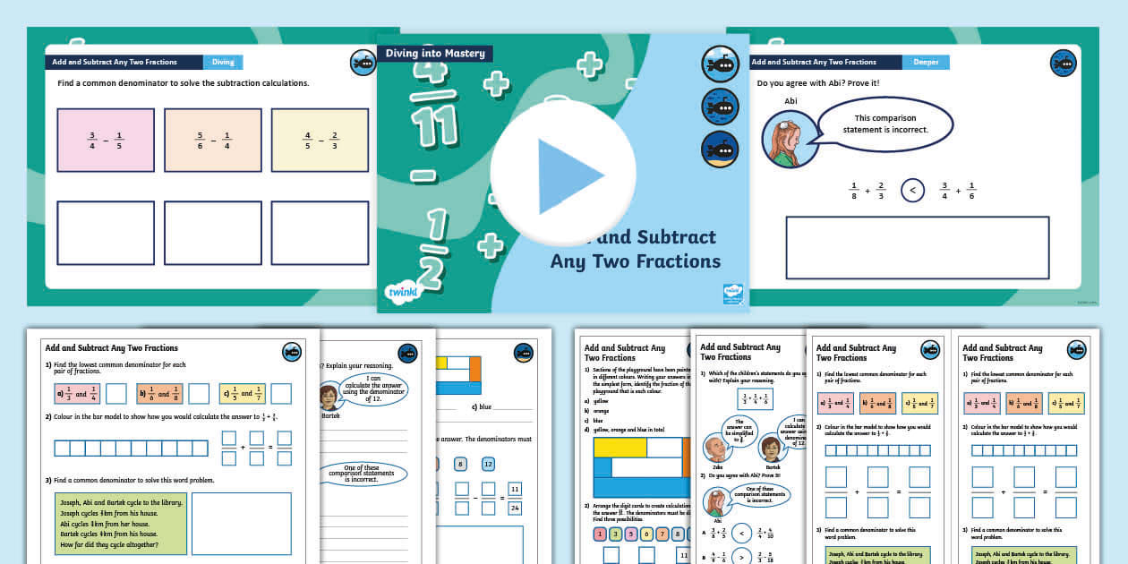 👉 Y6 DiM: Step 6A Add and Subtract Any Two Fractions