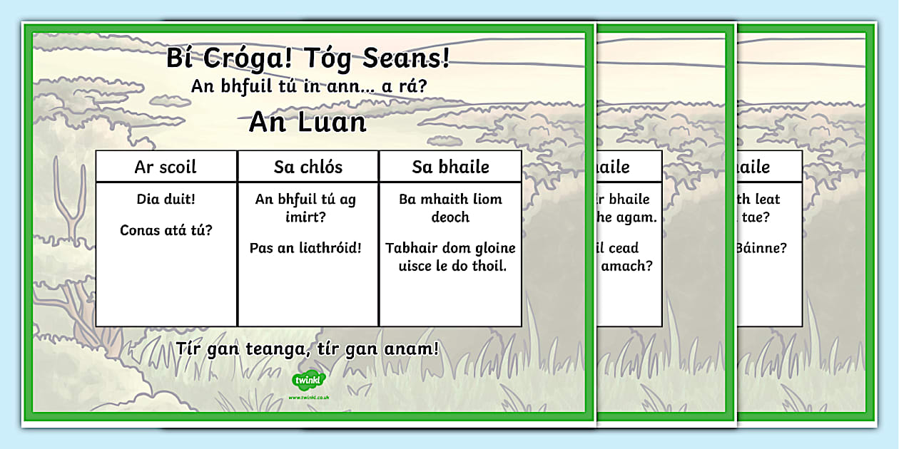 Seachtain na Gaeilge Oral Language Challenges (teacher made)
