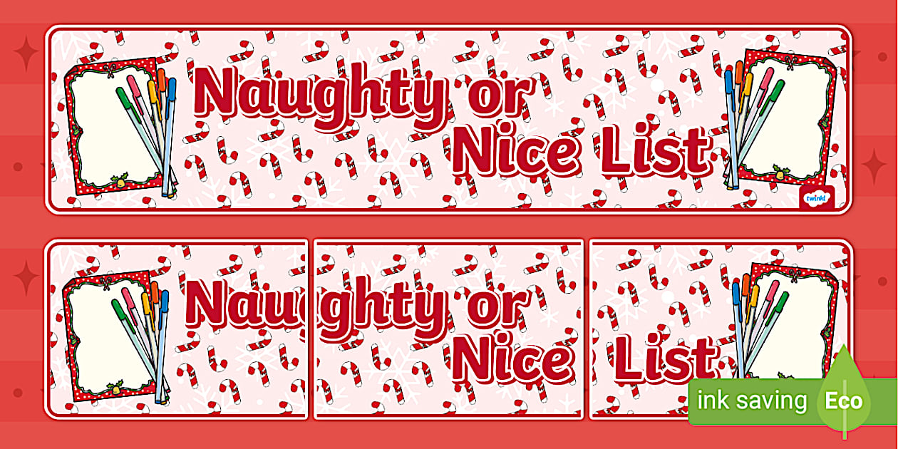Naughty or Nice List Display Banner (teacher made) - Twinkl