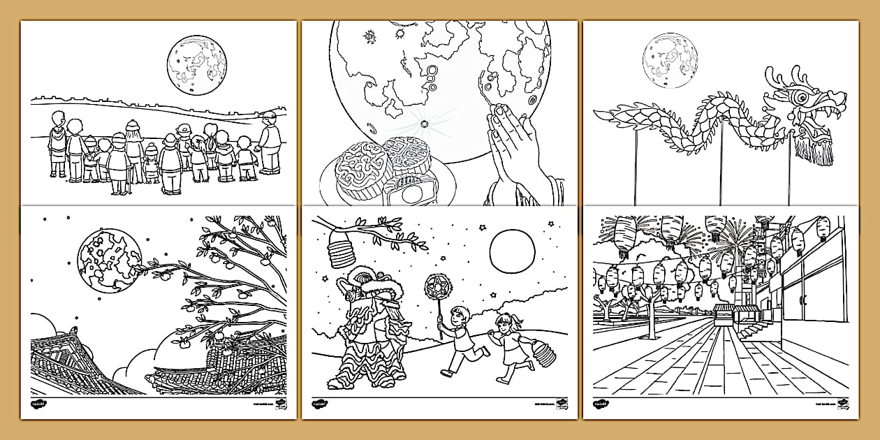 Mid-Autumn Festival Coloring Sheets (teacher made) - Twinkl