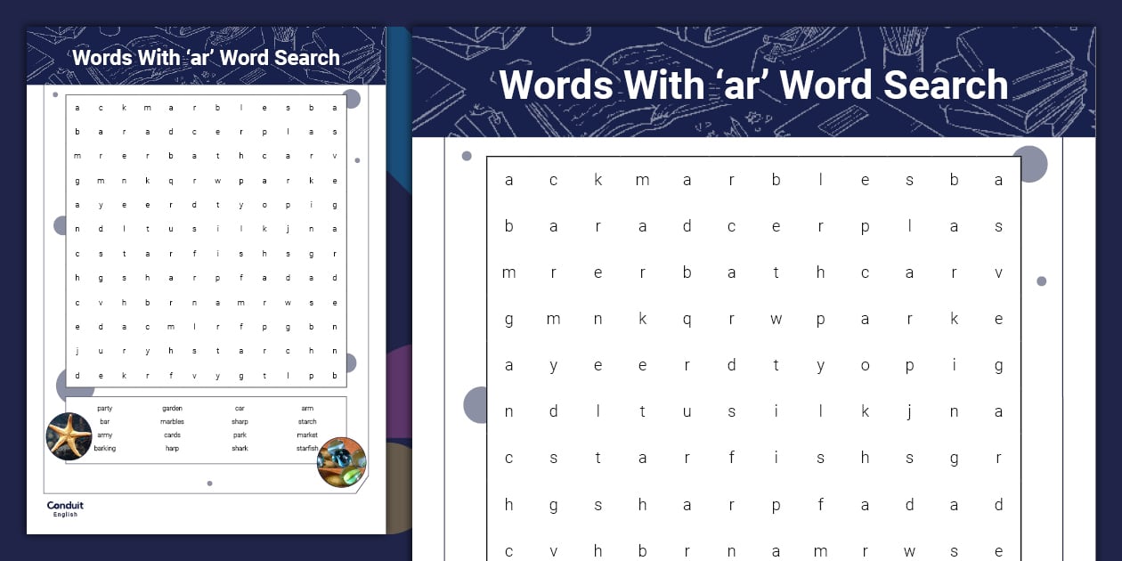 Reinforcing Sounds: Words With 'ar' Word Search