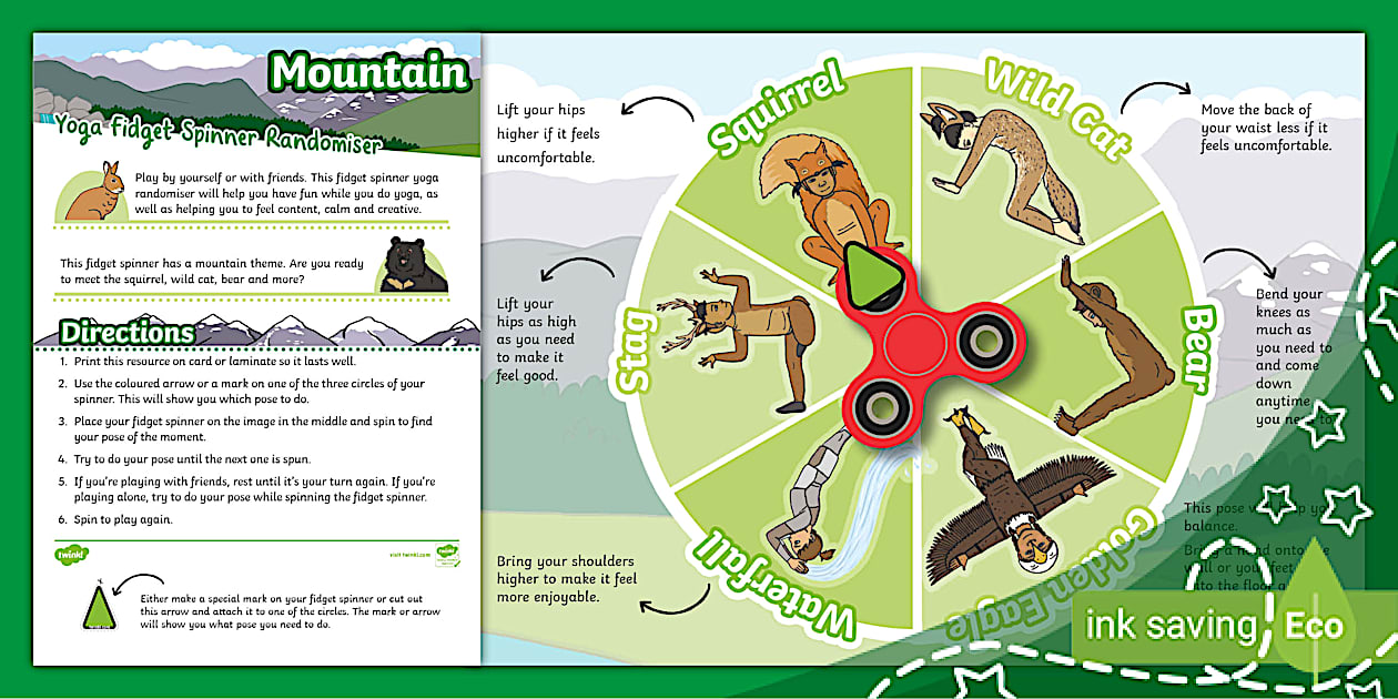 Yoga Fidget Spinner Randomiser: Mountain (teacher made)