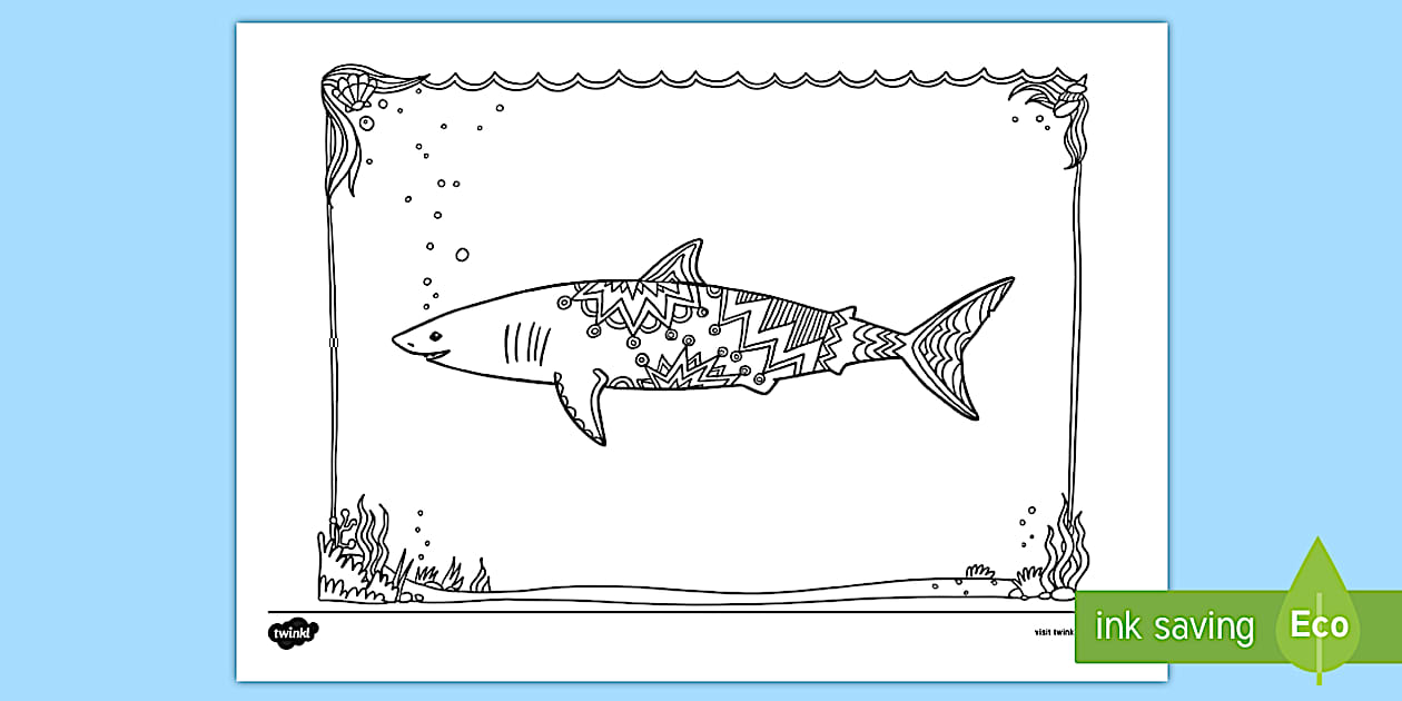 Mako Shark Mindfulness Colouring Page (teacher made)