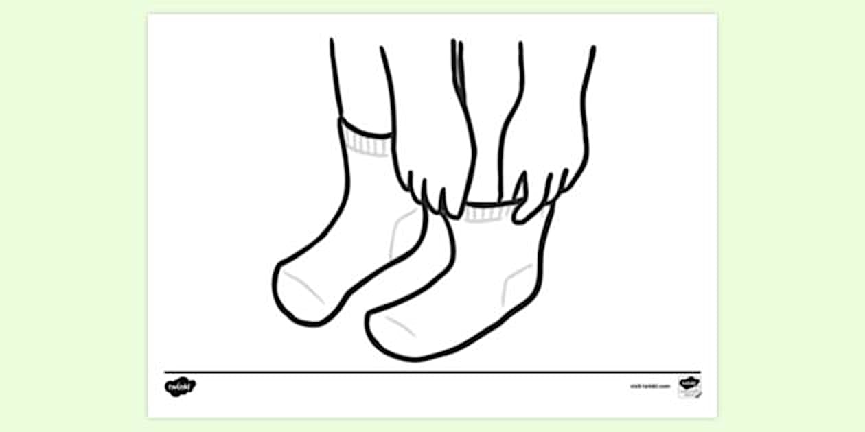 Socks On Colouring Sheet | Colouring Sheets - Twinkl