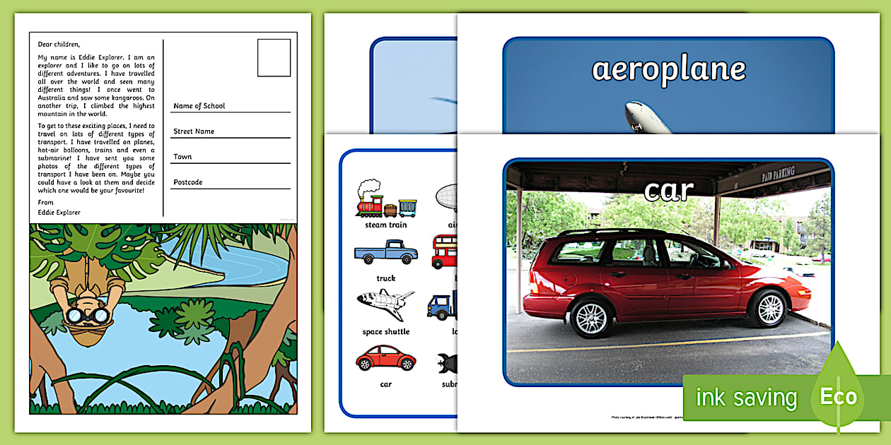 Editable Postcard from an Explorer - Transport Topic Hook Resource Pack