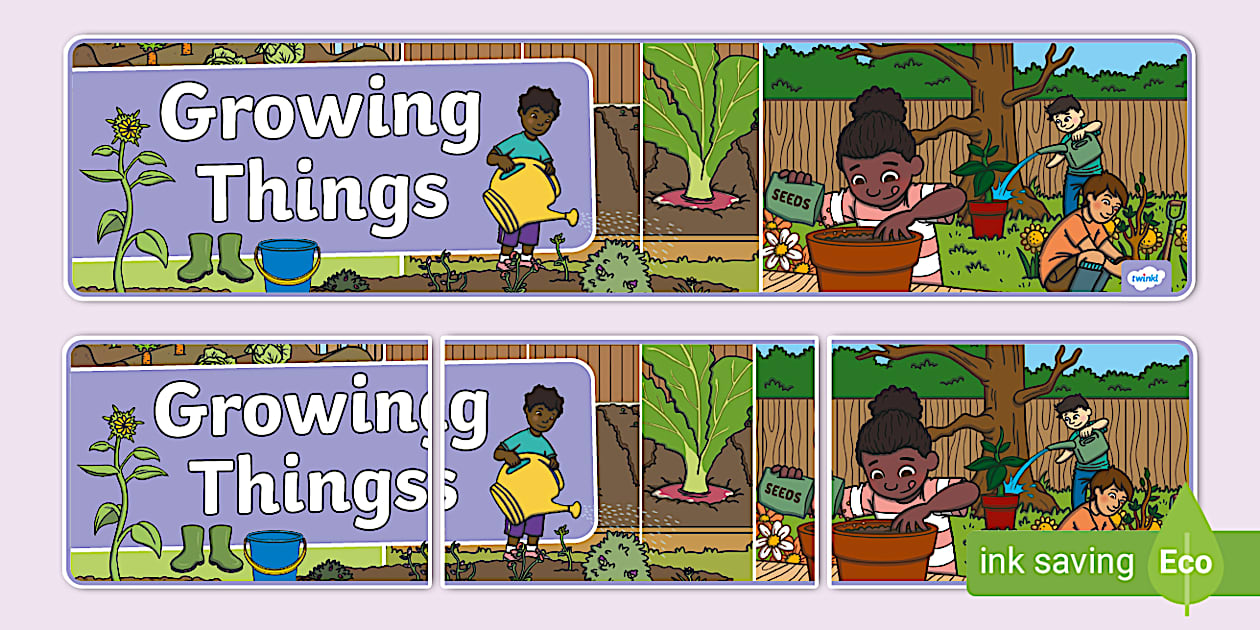 Cursive Growing Things Display Banner (Hecho por educadores)