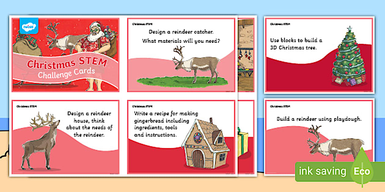 Christmas STEM challenge cards (teacher made) - Twinkl