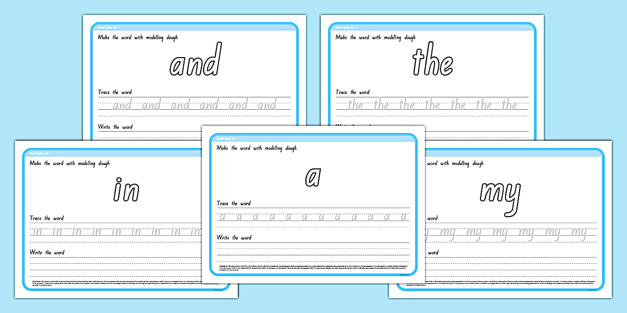 New Zealand Essential Spelling List 1 Modelling Dough Mats