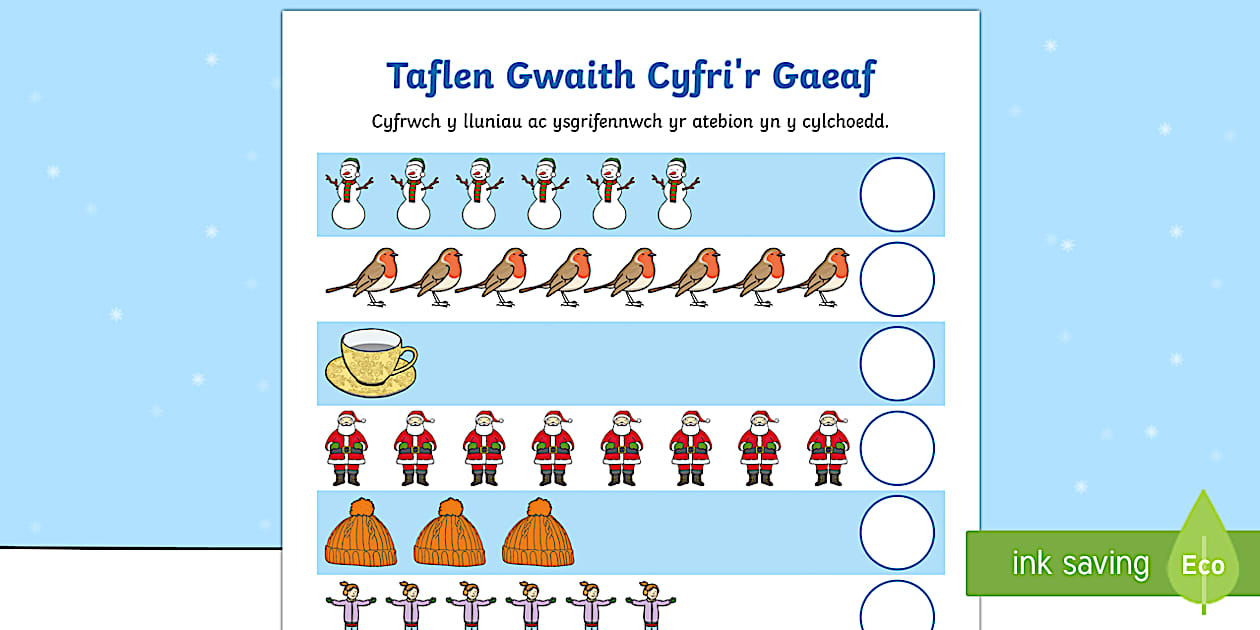 Y Gaeaf Taflen Adio at 10 (teacher made) - Twinkl