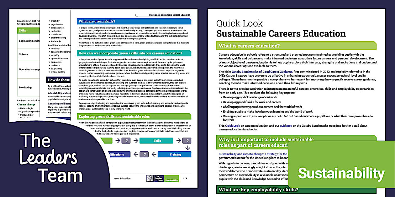 Quick Look: Sustainable Careers Education - SLT - Twinkl