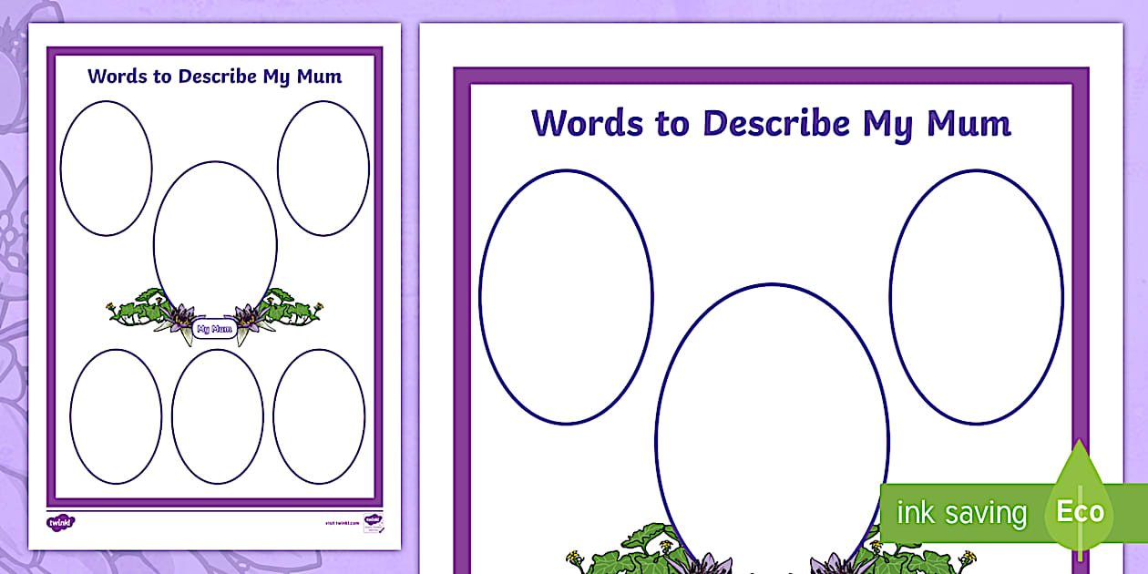 Editable Words to Describe My Mum Template (teacher made)