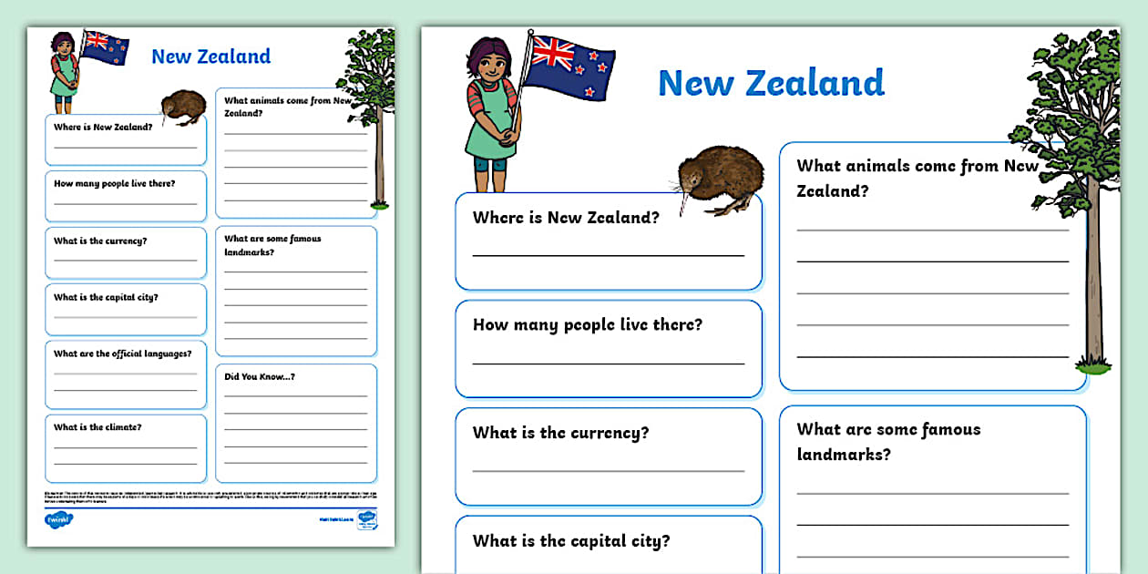 New Zealand Fact File Template - Twinkl Primary - Twinkl