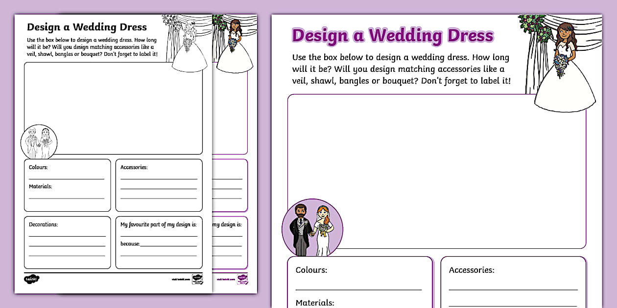 Design a Wedding Dress Worksheet (teacher made) - Twinkl