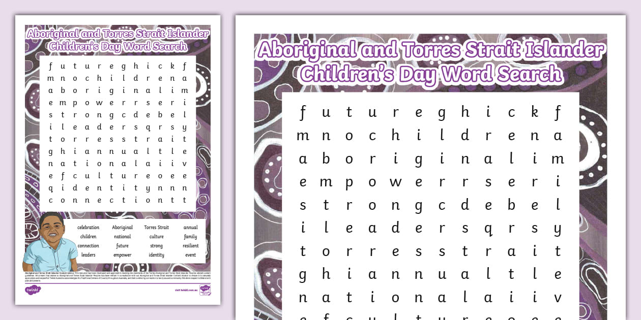 Aboriginal and Torres Strait Islander Children’s Day Word Search