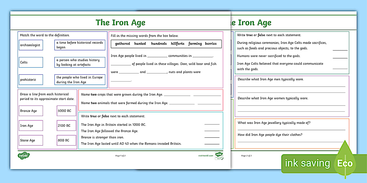 Revision Activity Mat: The Iron Age