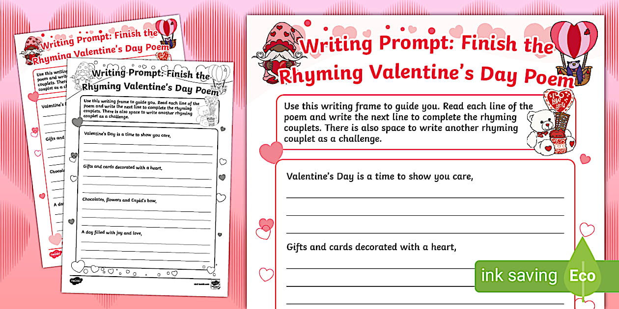 Writing Prompt: Finish the Rhyming Valentine's Day Poem