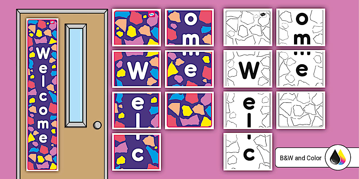 Bright Terrazzo Theme Vertical Door Banner (teacher made)