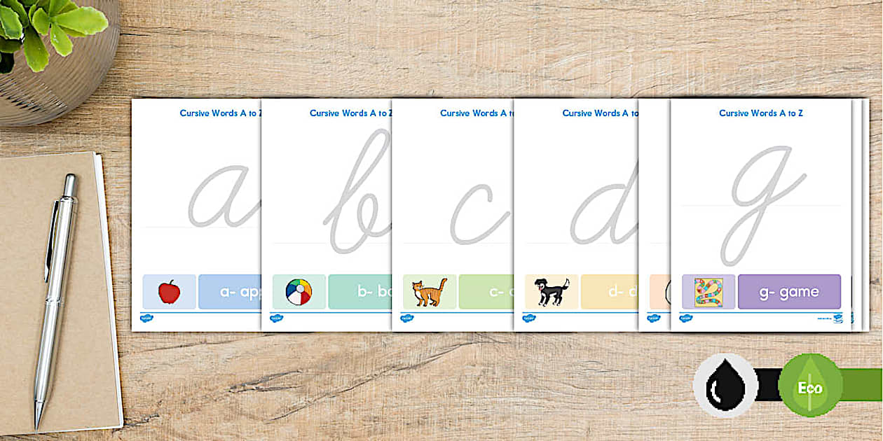Cursive Words A to Z Display Poster | Twinkl CA - Twinkl