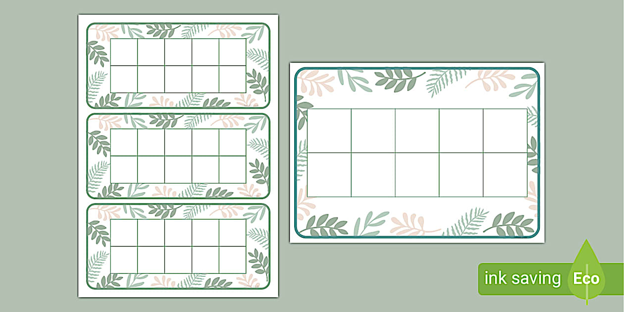 👉 Botanical-Themed Ten-Frame Template - Twinkl