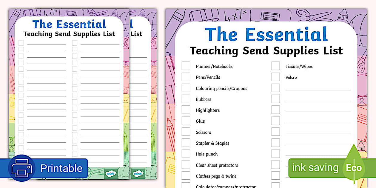 SEN School Supplies Checklist - Twinkl South Africa - Twinkl