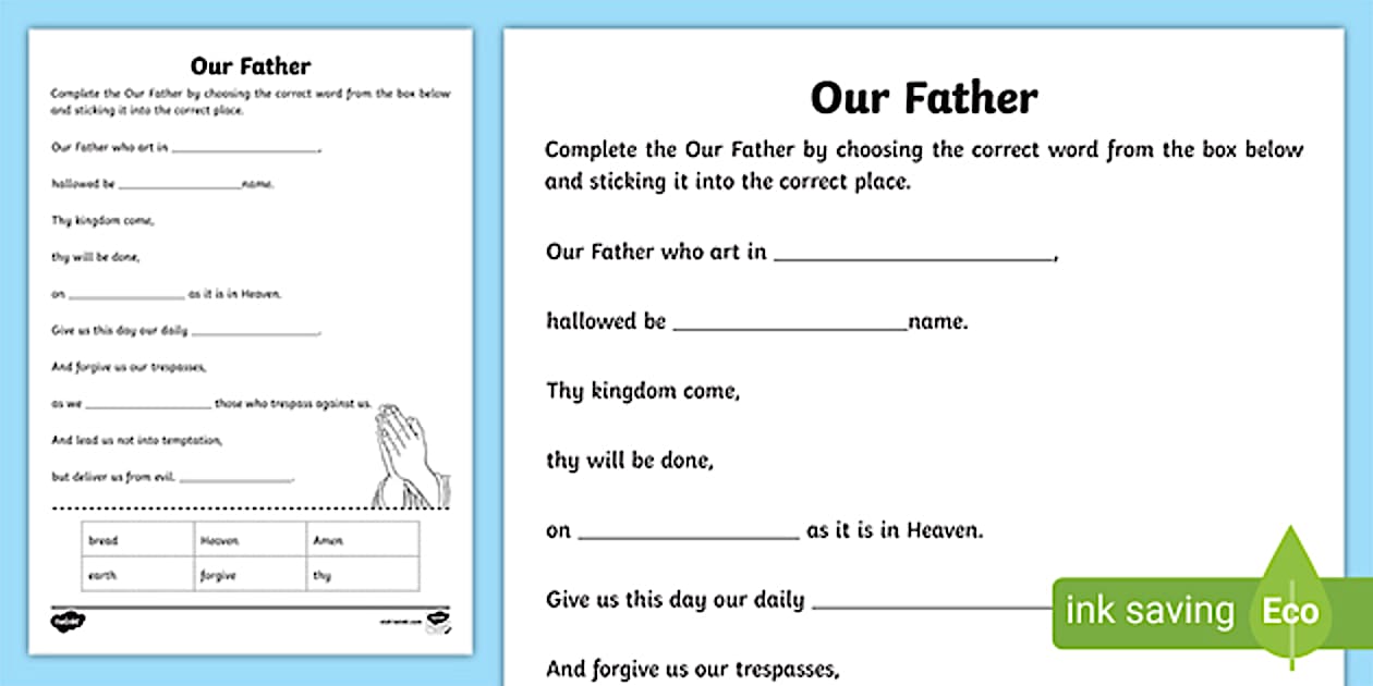 Catholic Our Father Cut and Stick Activity