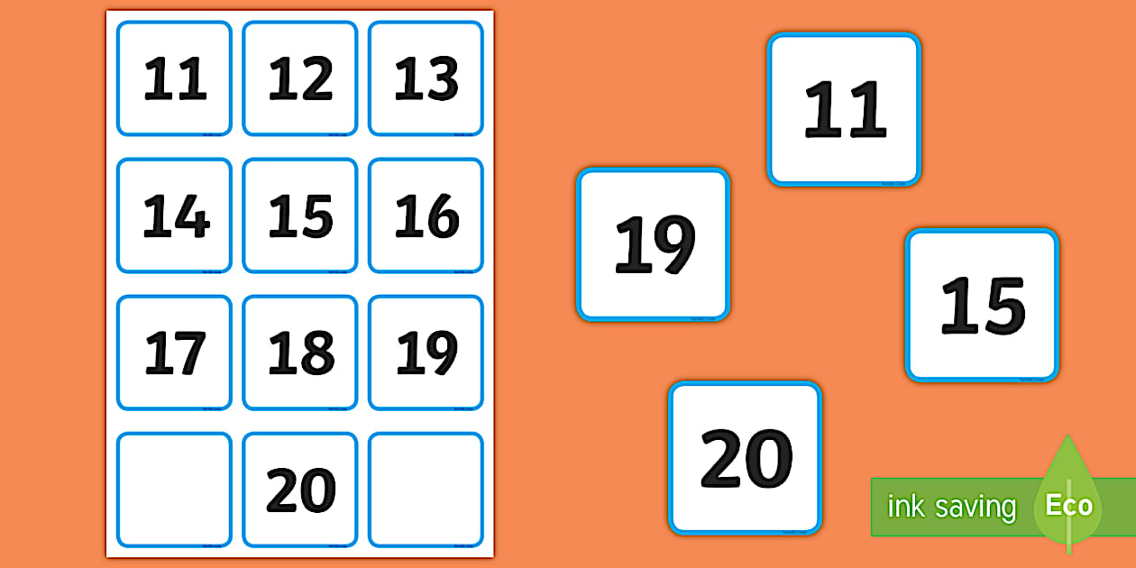 11 to 20 Small Number Cards (teacher made) - Twinkl