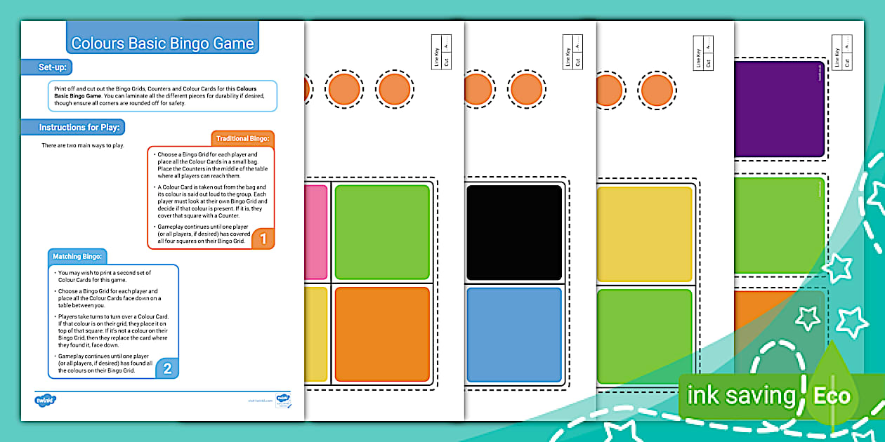 Basic Colours Bingo Game - Twinkl