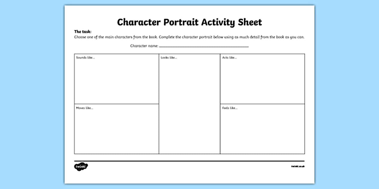 Character Portrait Worksheet | Twinkl Teaching Resources