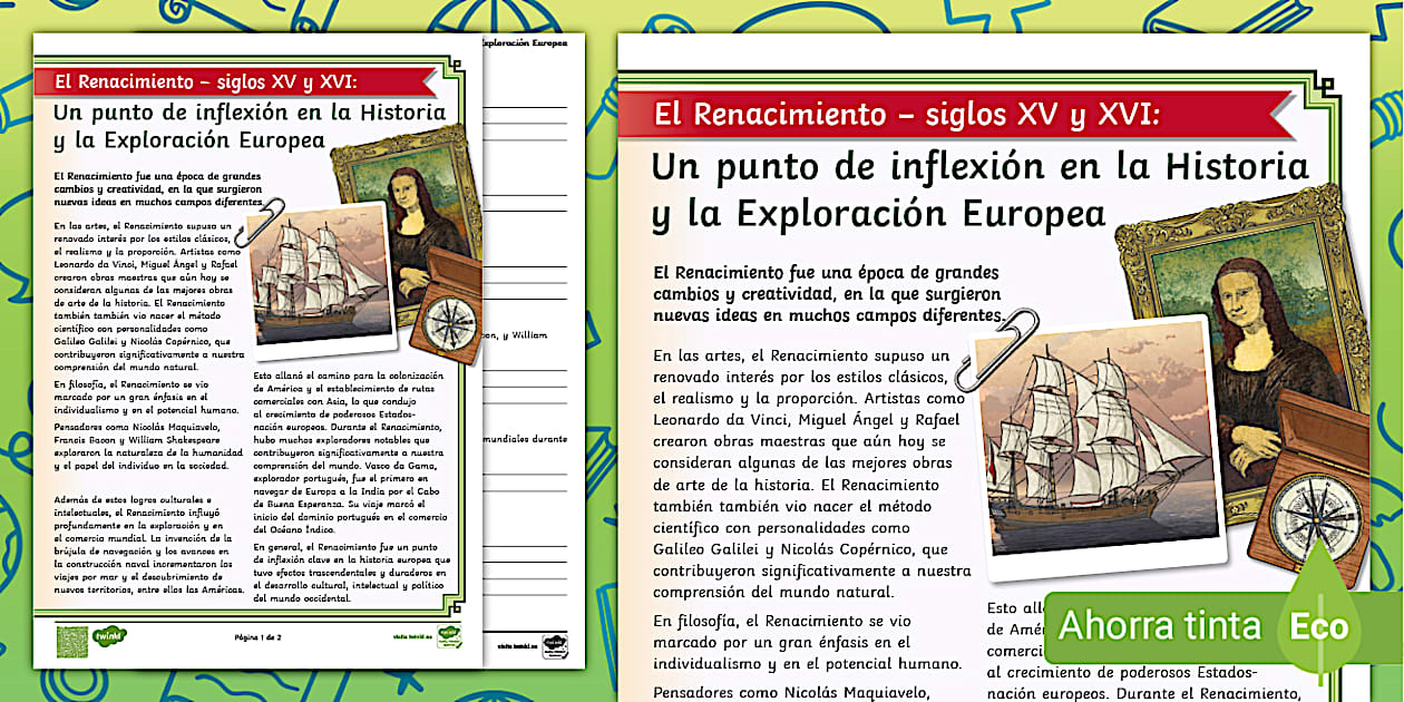 Ficha de actividad: El Renacimiento – Siglos XV Y XVI: Un punto de inflexión