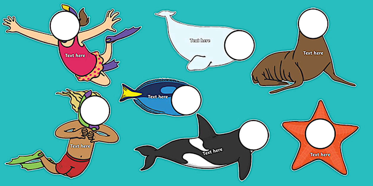 Ocean Face Cut Outs (teacher made) - Twinkl