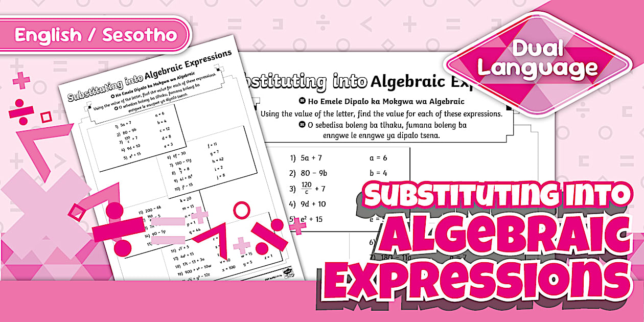 Substituting Into Algebraic Expressions Activity Sheet