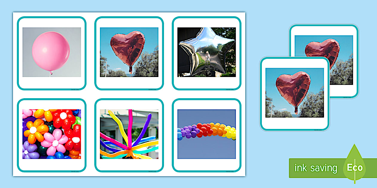 Shape Balloons Matching Cards Game (teacher made) - Twinkl
