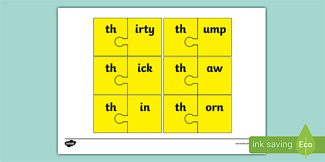 Editable th and Vowel Production Jigsaw Cut Outs - Twinkl