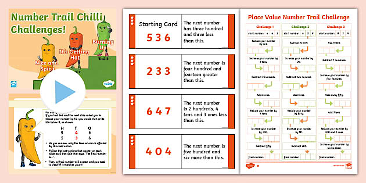 👉 Y3 Number and Place Value 3-Digit Number Trails