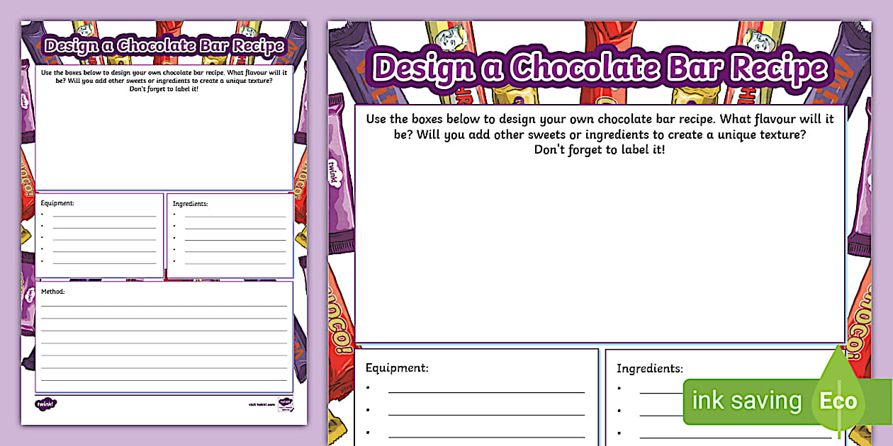 Design a Chocolate Bar Recipe Activity (teacher made)