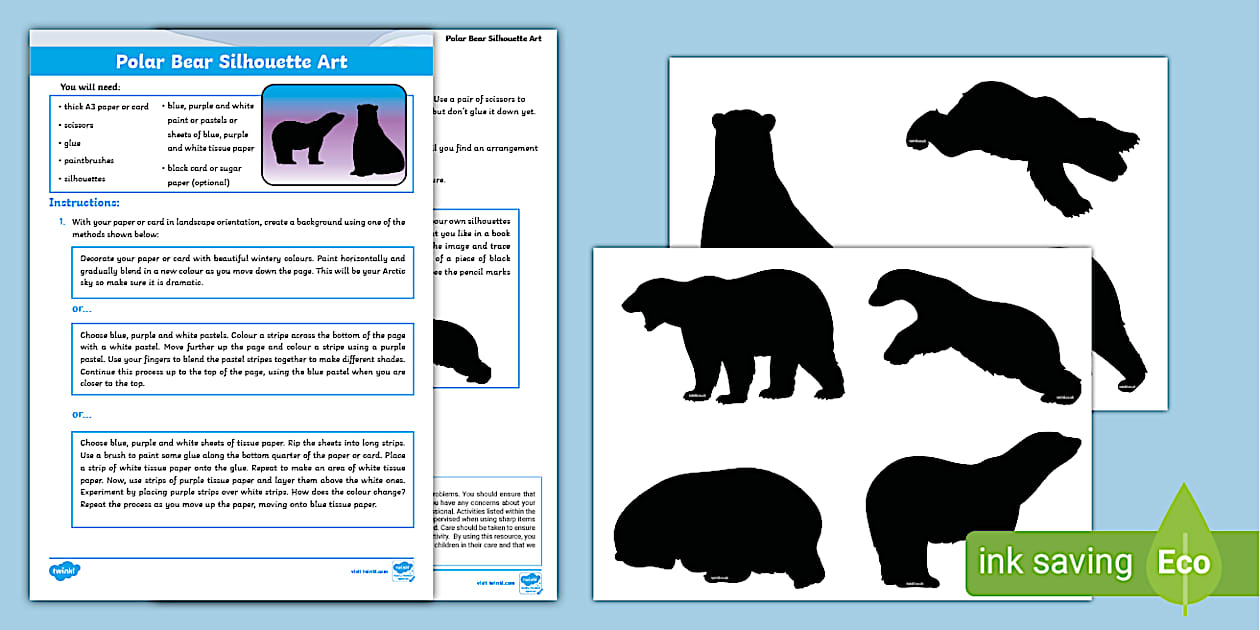 Polar Bear Silhouette Art Activity for Art Class