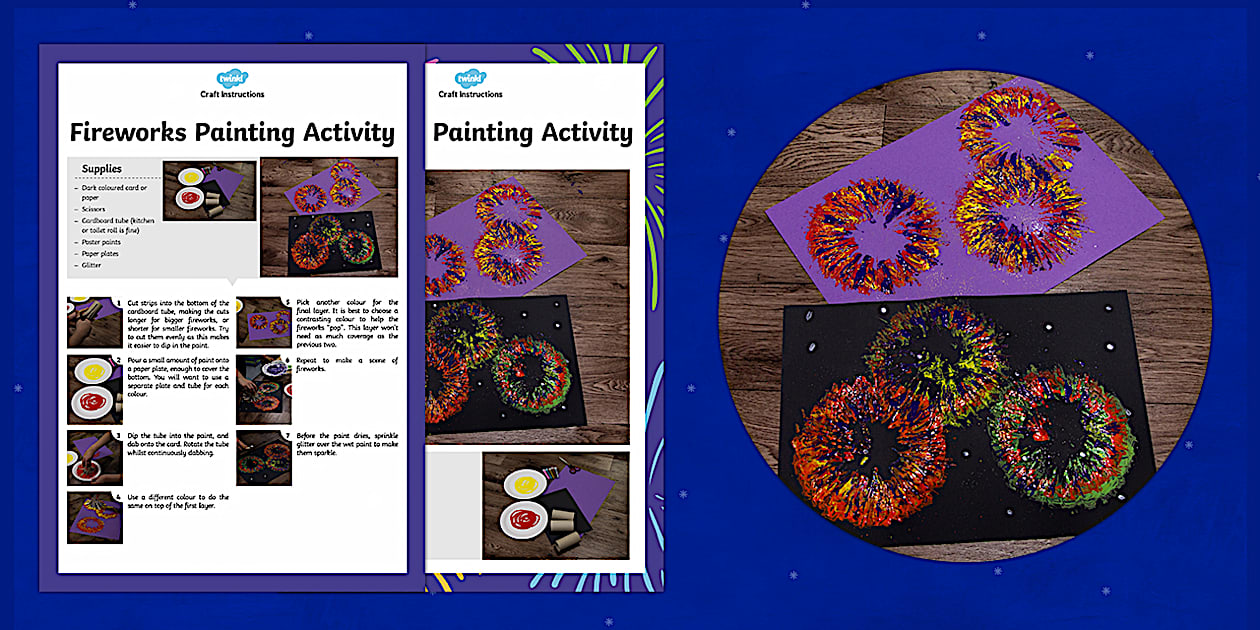 Fireworks Painting Activity Craft Instructions - Twinkl